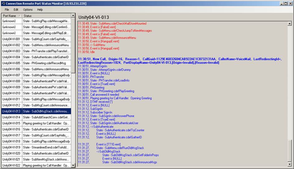 Connection Remote Port Status Monitor